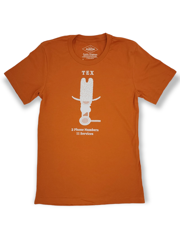 TEX Retro Tee - Texas Orange - Retro Austin Apparel